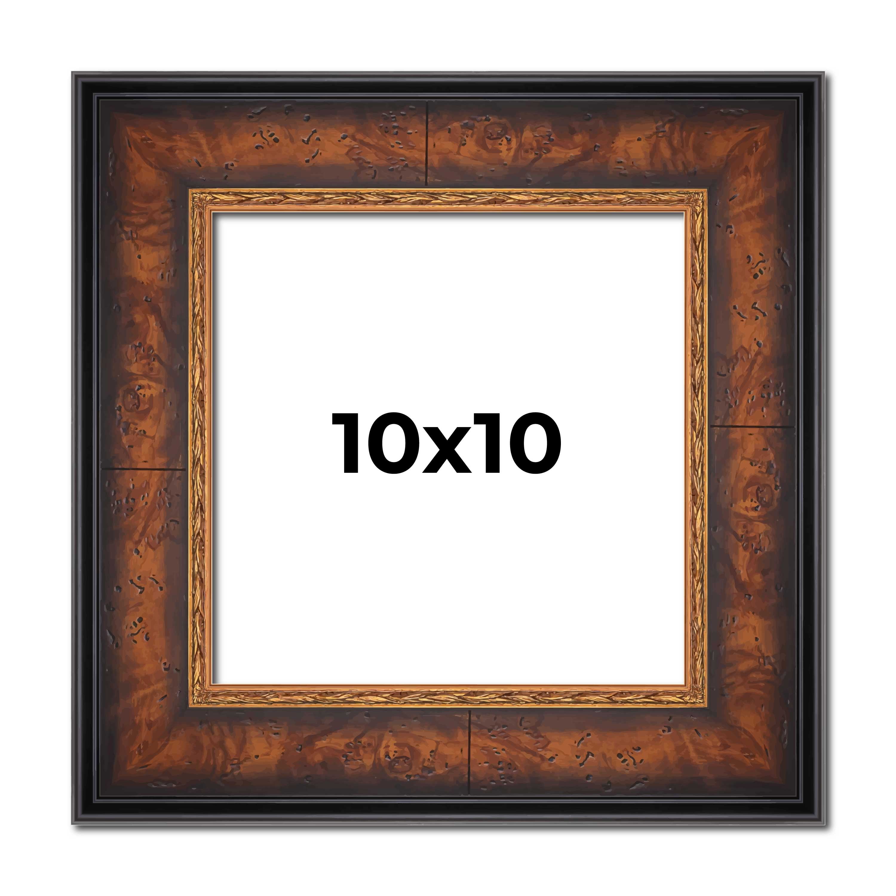 10x10 Frame Brown Walnut Gold Ornate Trim Solid Wood Plein Air Picture ...