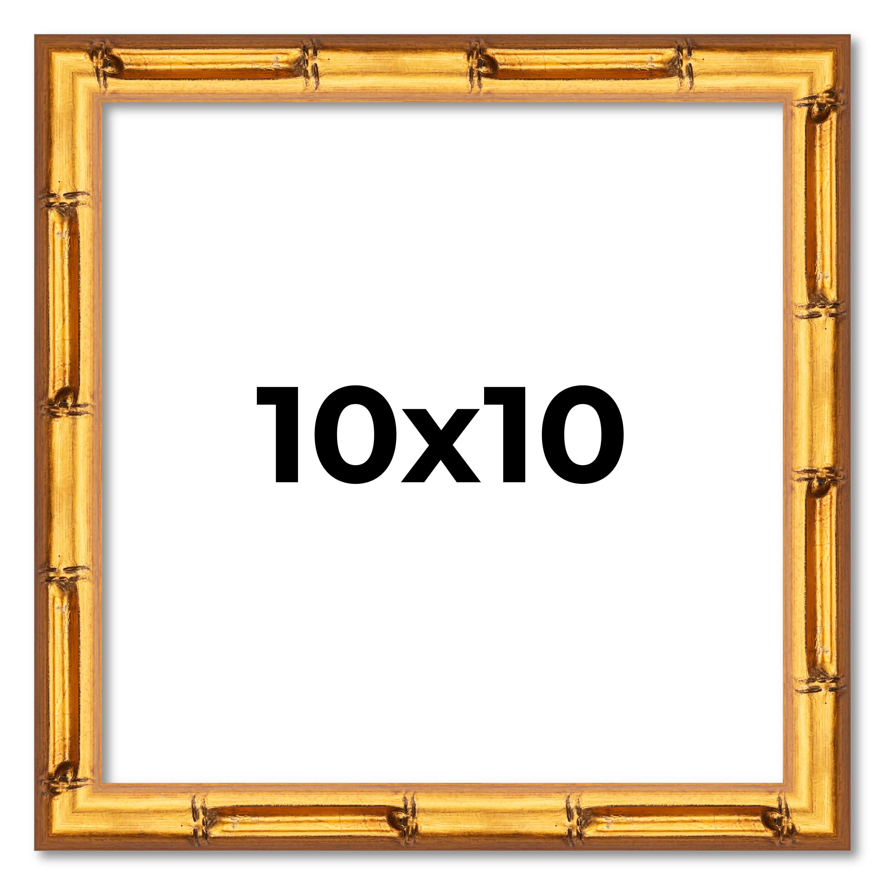 10x10 Frame Gold Bamboo Solid Wood Picture Frame | 1 Inch Moulding ...