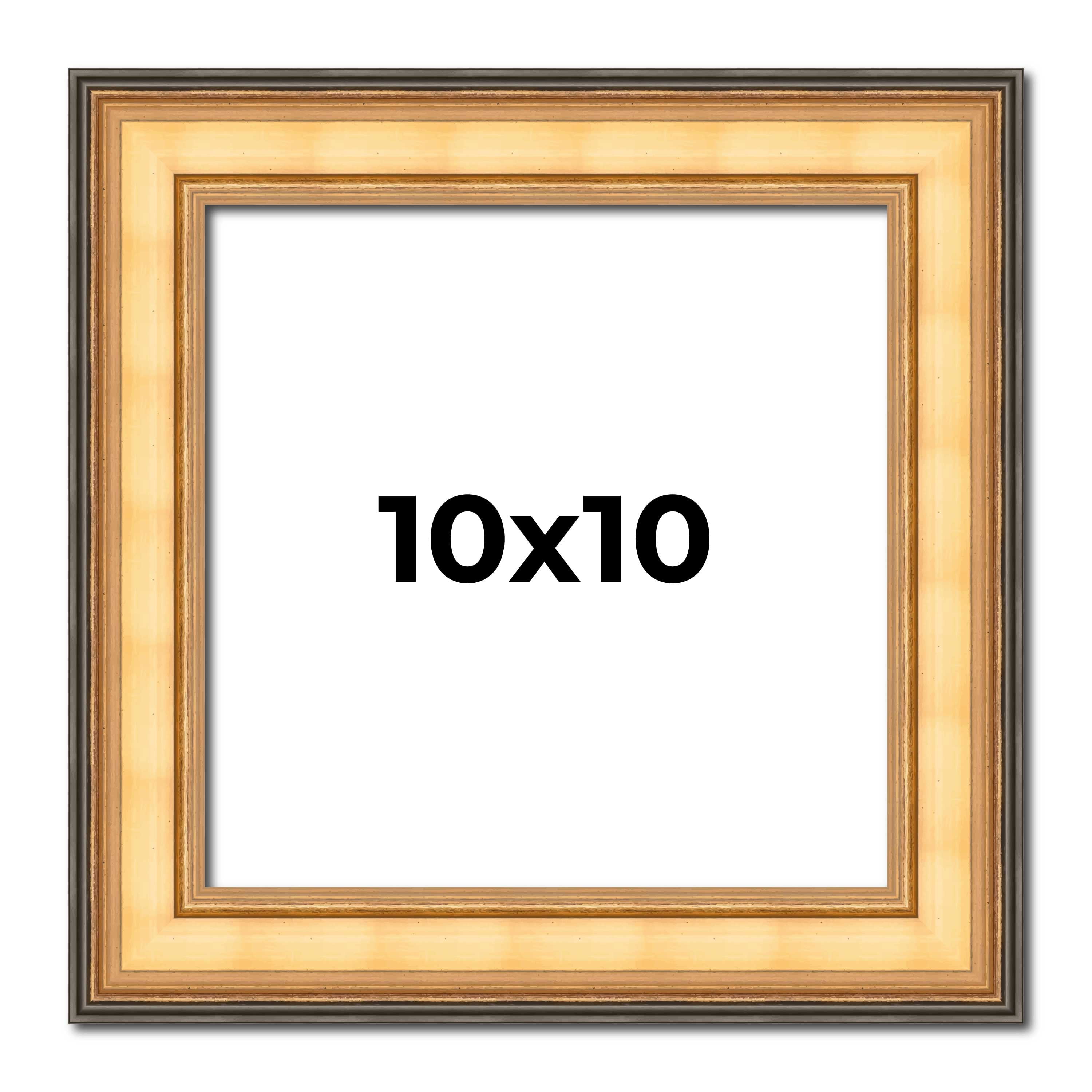 10x10 Frame Gold Plein Aire Solid Wood Picture Frame Width 2 Inches ...
