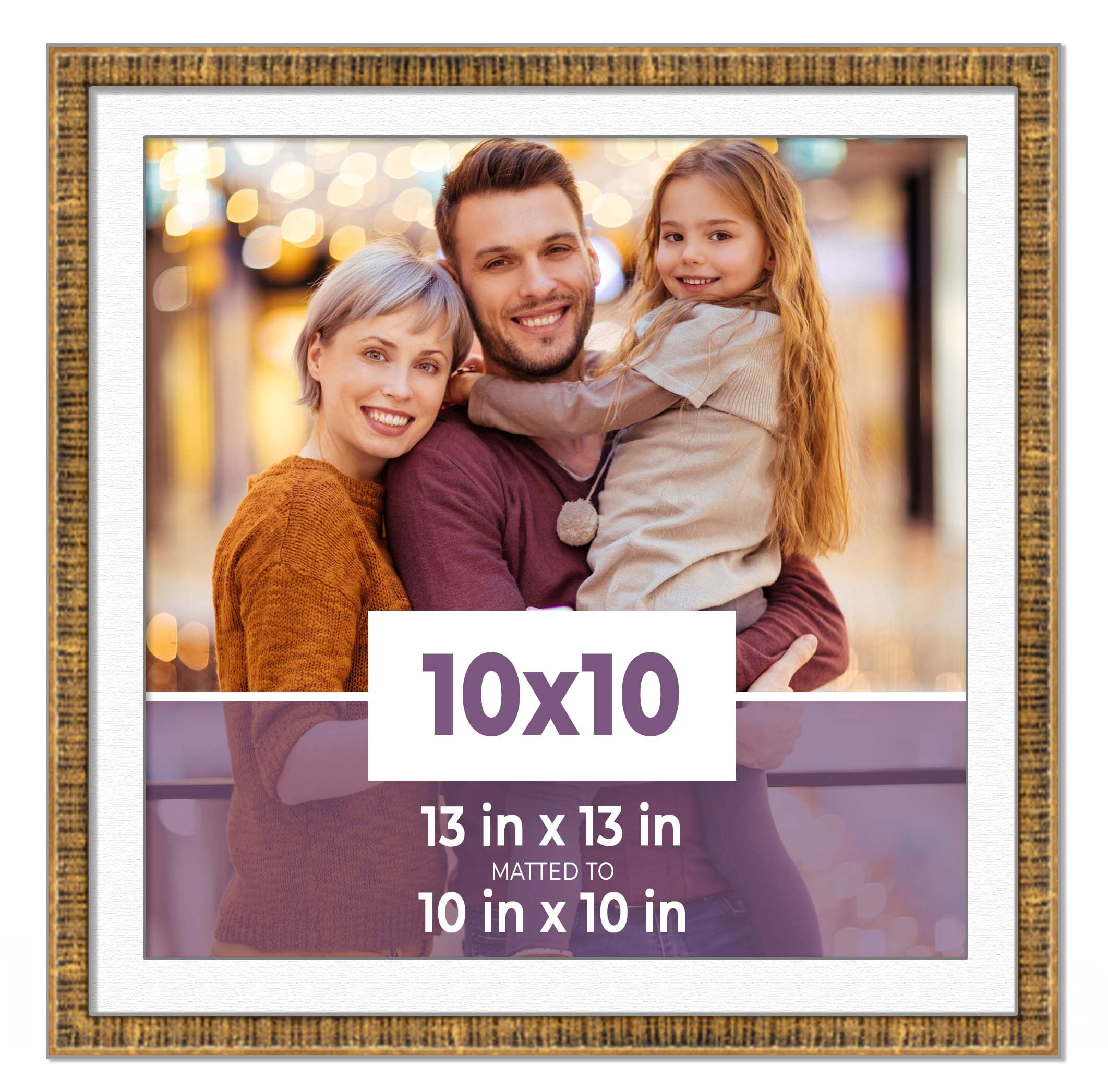 10x10 Frame Gold With White Picture Mat For 10x10 Photo - Gold 13x13 ...