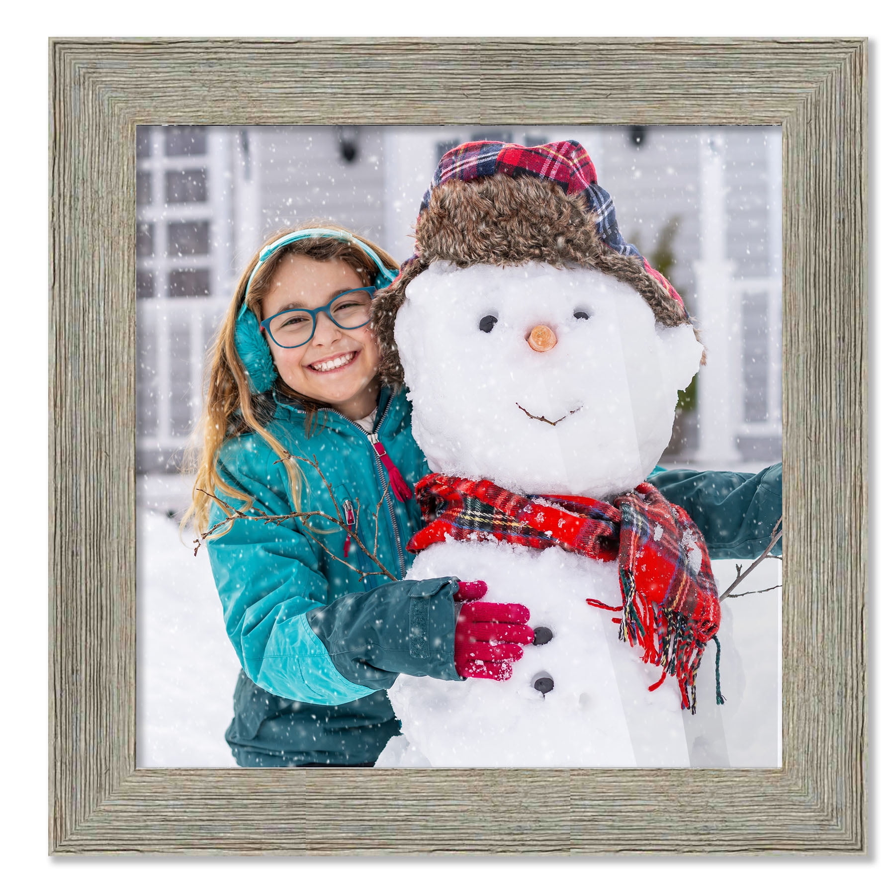 10x10 Frame Gray Barnwood Picture Frame - Modern Photo Frame Includes ...