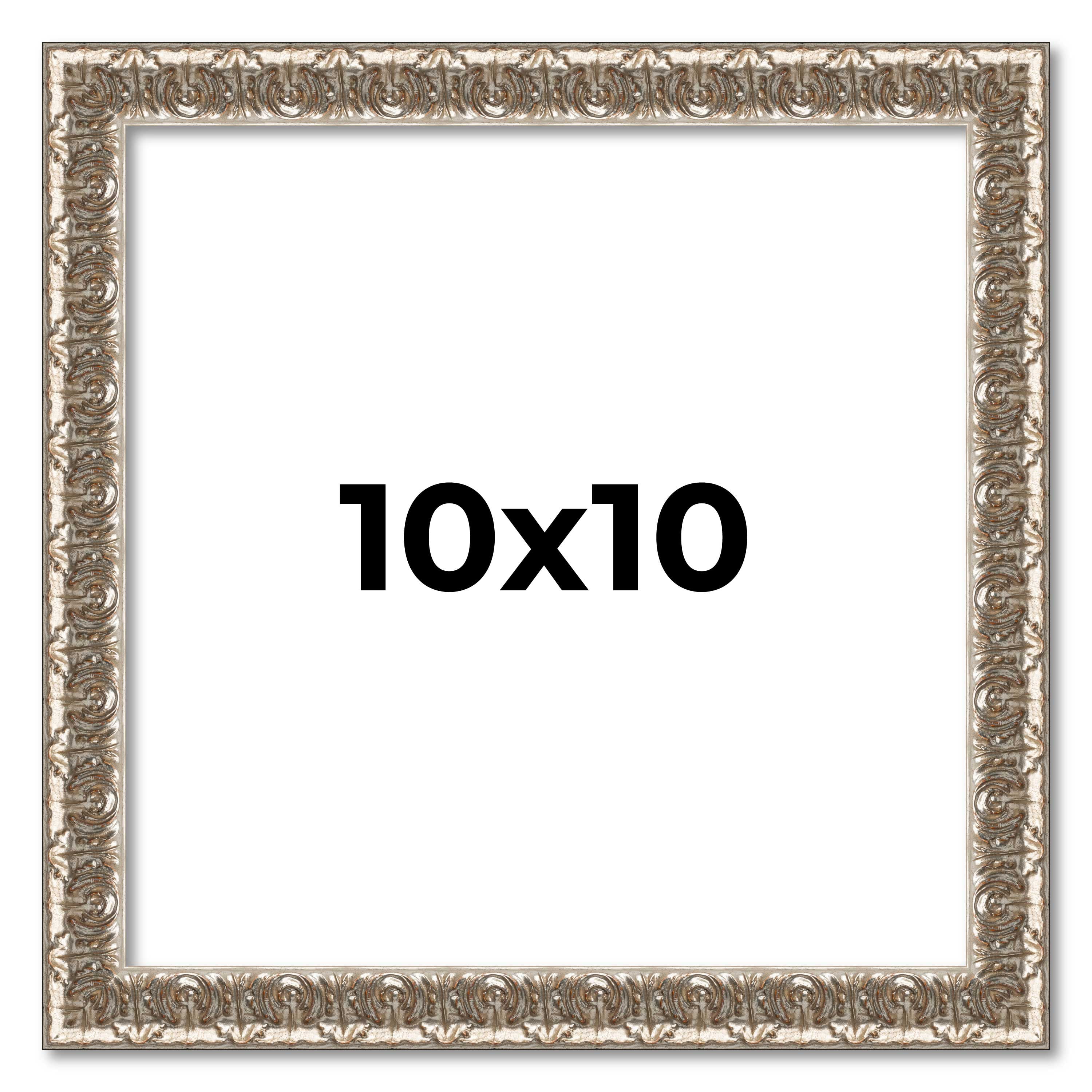 10x10 Frame Silver Versailles Ornate Solid Wood Picture Frame | 1 Inch ...