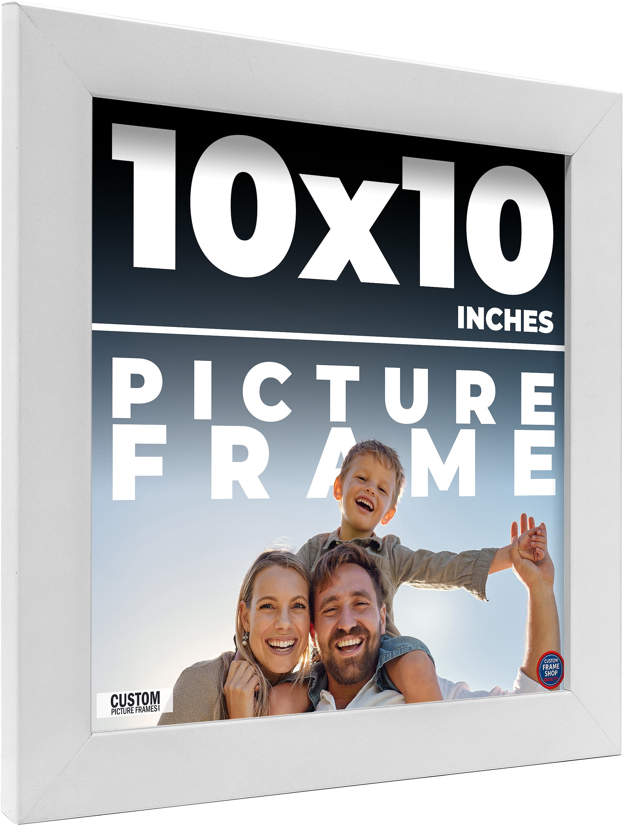 10x10 Frame White Solid Wood Picture Frame Includes UV Acrylic Shatter ...