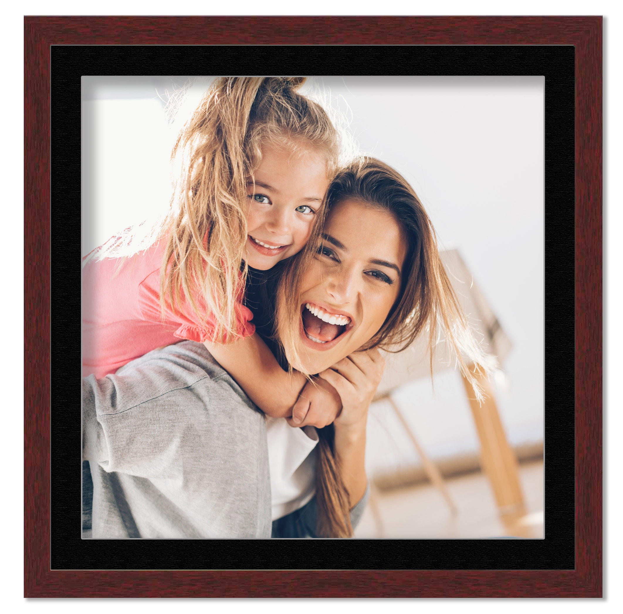 10x10 Frame with Mat - Brown 13x13 Frame Wood Made to Display Print or Poster Measuring 10 x 10 ...