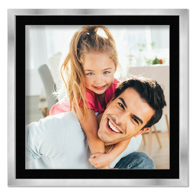 10x10 Frame with Mat - Silver 13x13 Frame Wood Made to Display Print or ...