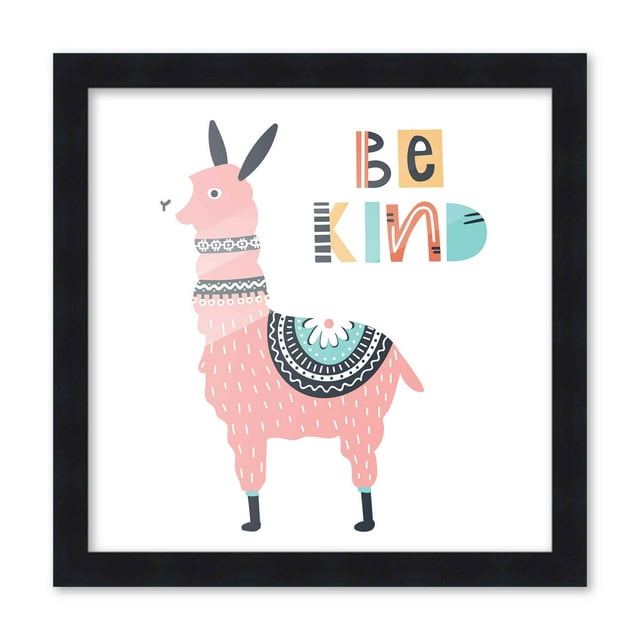 10x10 Framed Nursery Wall Art Be Kind Poster in Black Wood Frames For ...