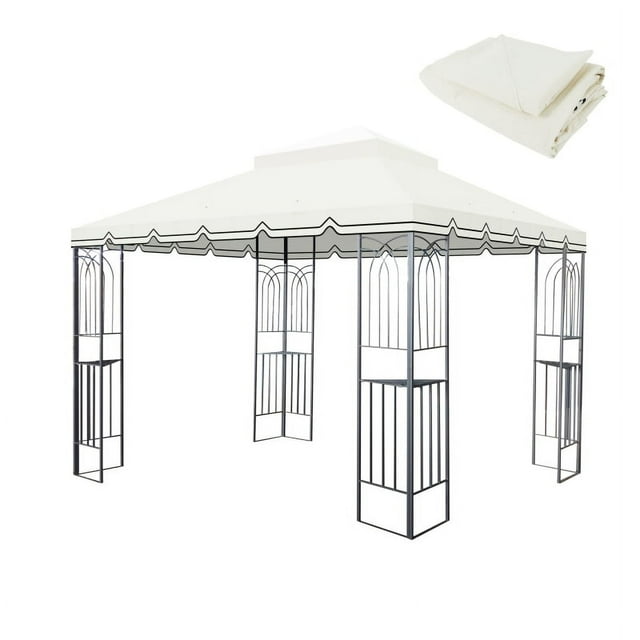 10x10 Ft Outdoor Patio Gazebo Replacement Canopy,Double Tiered Gazebo Tent Roof Top Cover Only ...