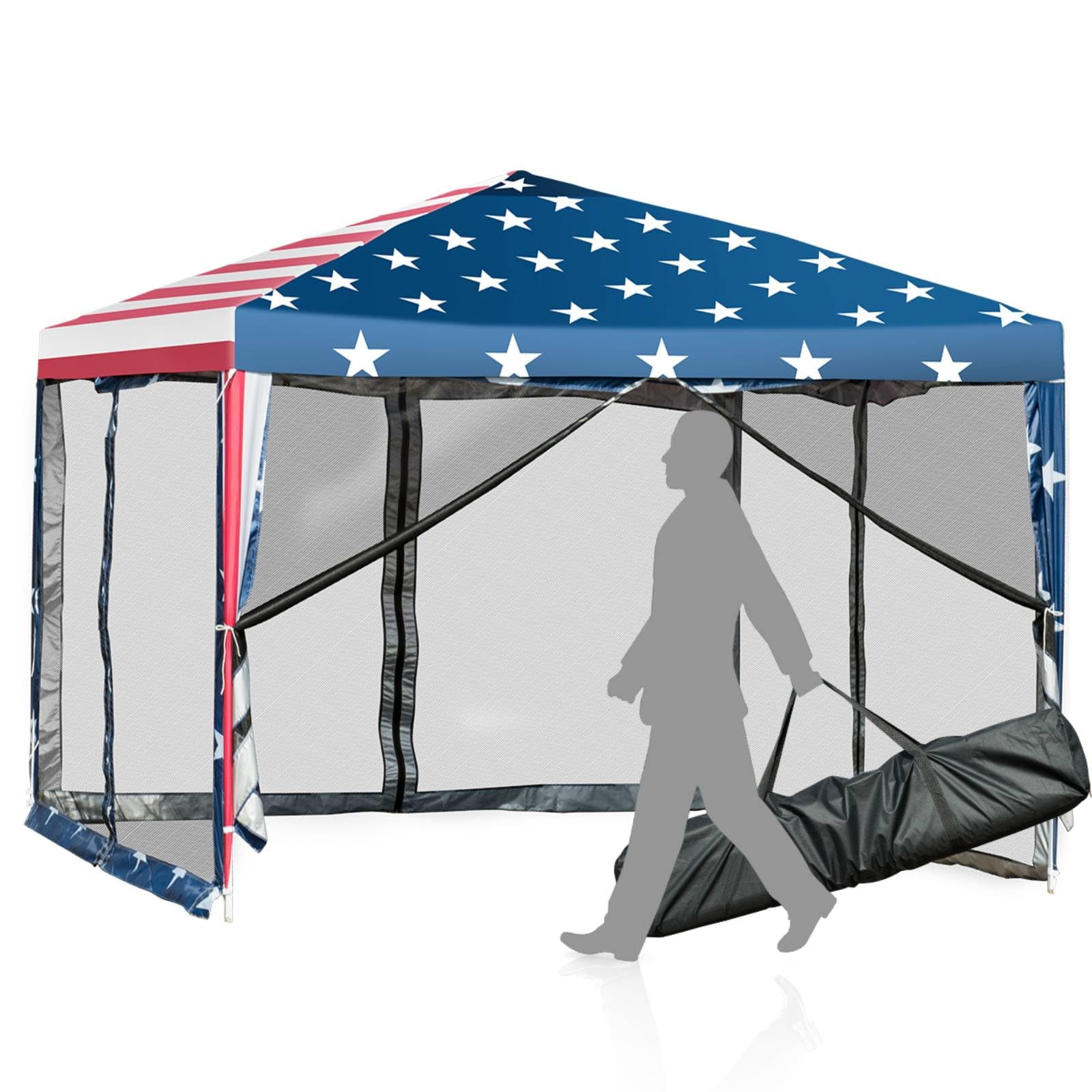10x10 Ft Pop Up Canopy with Netting, Easy Up Canopy with Mesh Sidewalls ...