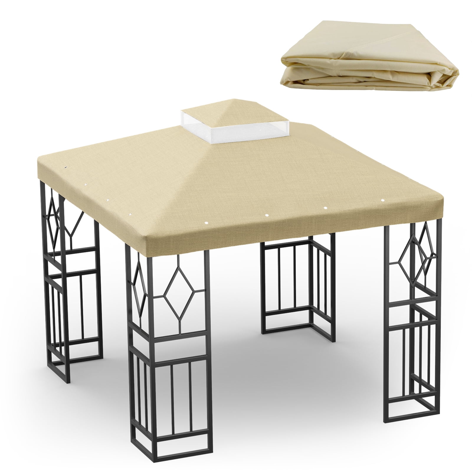 10x10 Gazebo Canopy Top Replacement, Double Tiered Canopy Covers with ...