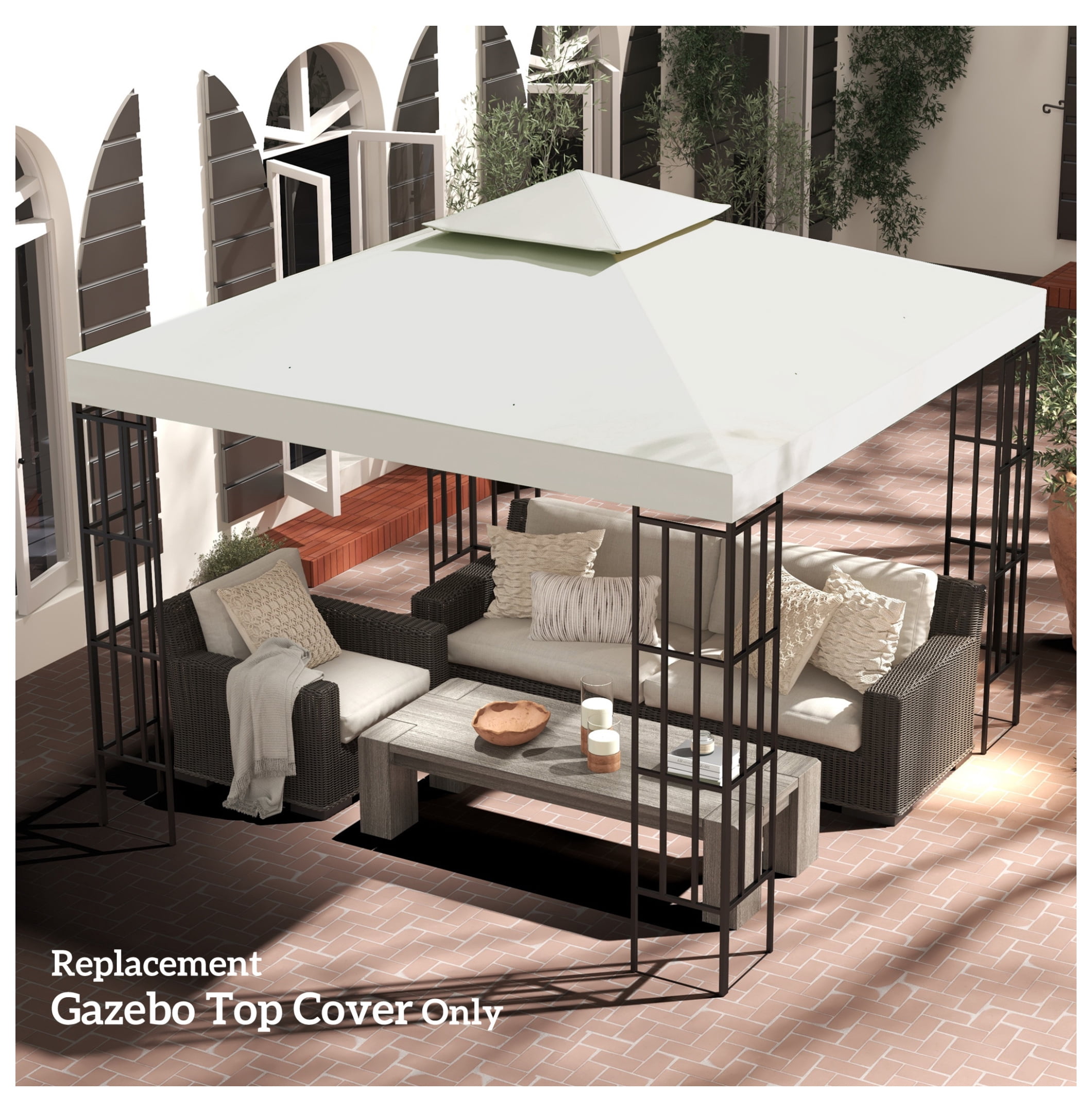 10x10 Gazebo Replacement Canopy, 2 Tier UV Cover, Patio Outdoor ...