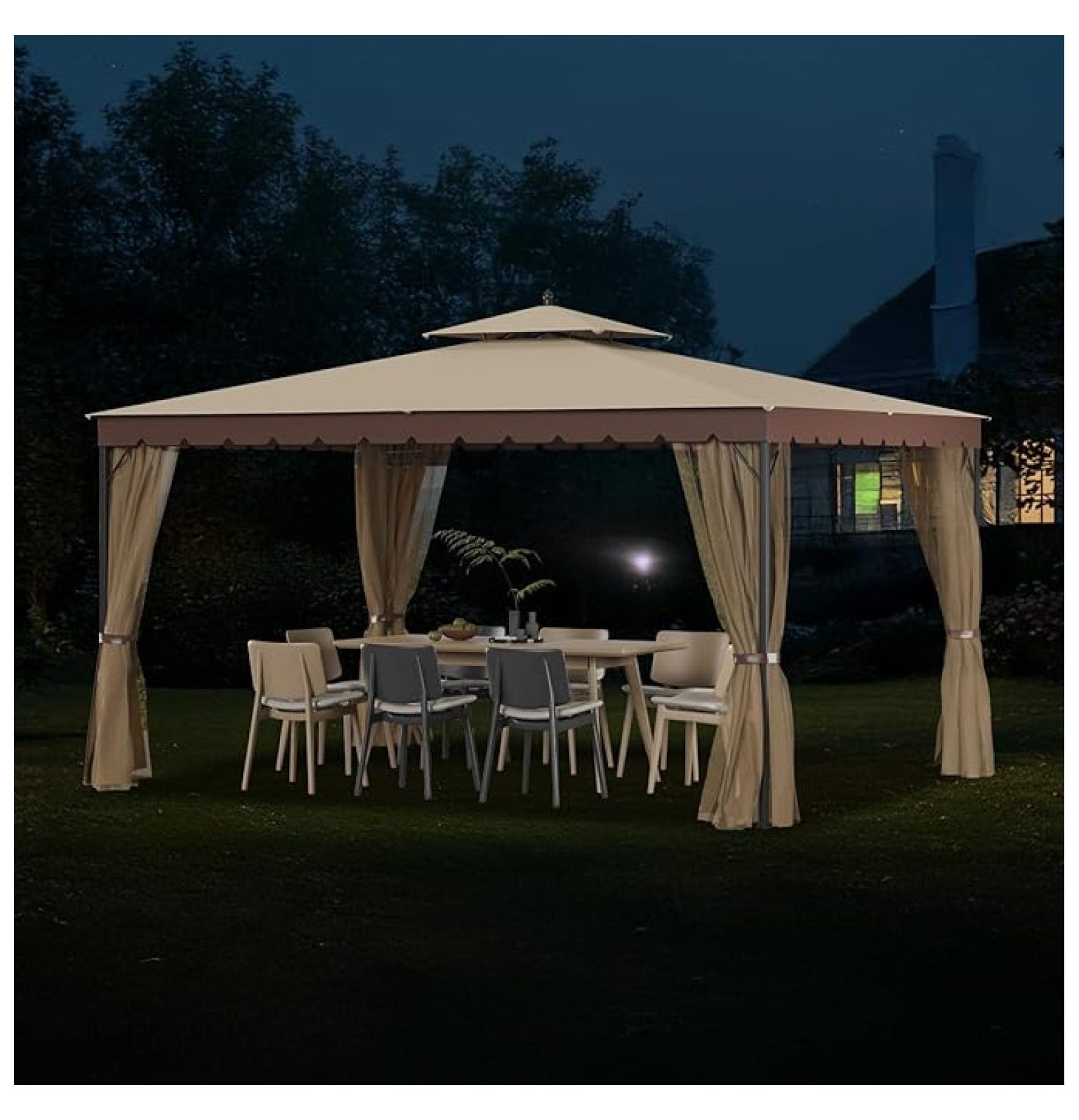 10x10 Gazebo with Mosquito Netting, Metal Patio Gazebo Canopy Tent ...