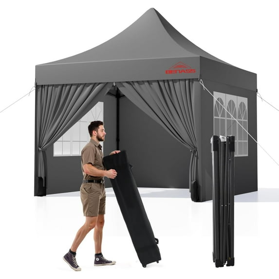 10x10 Heavy Duty Pop Up with 4 Sidewalls, 550D Commercial Easy Up Tent ...