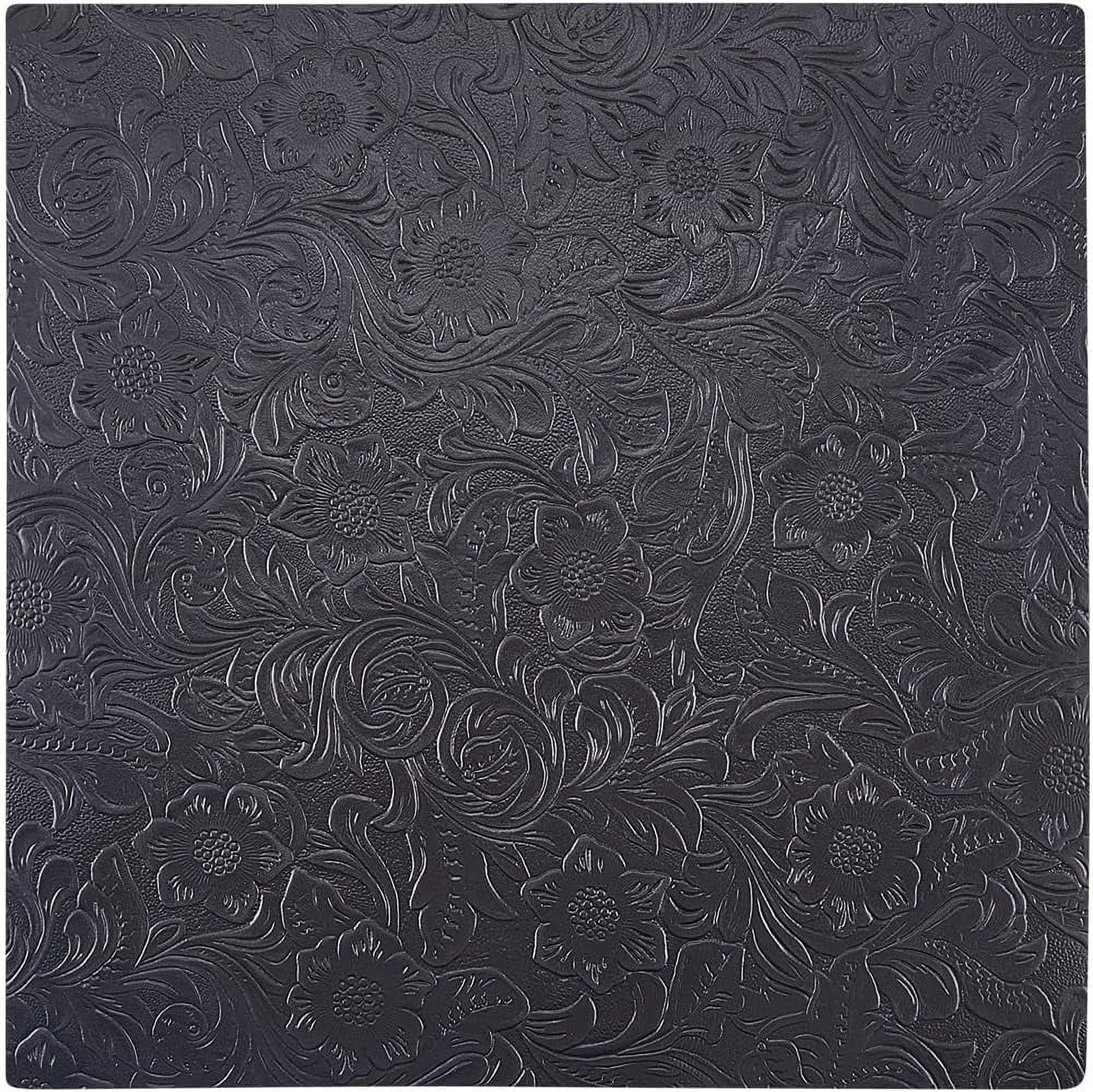 10x10 Inch Floral Embossed Cowhide Leather Sheets 1.6mm Thick Bump ...