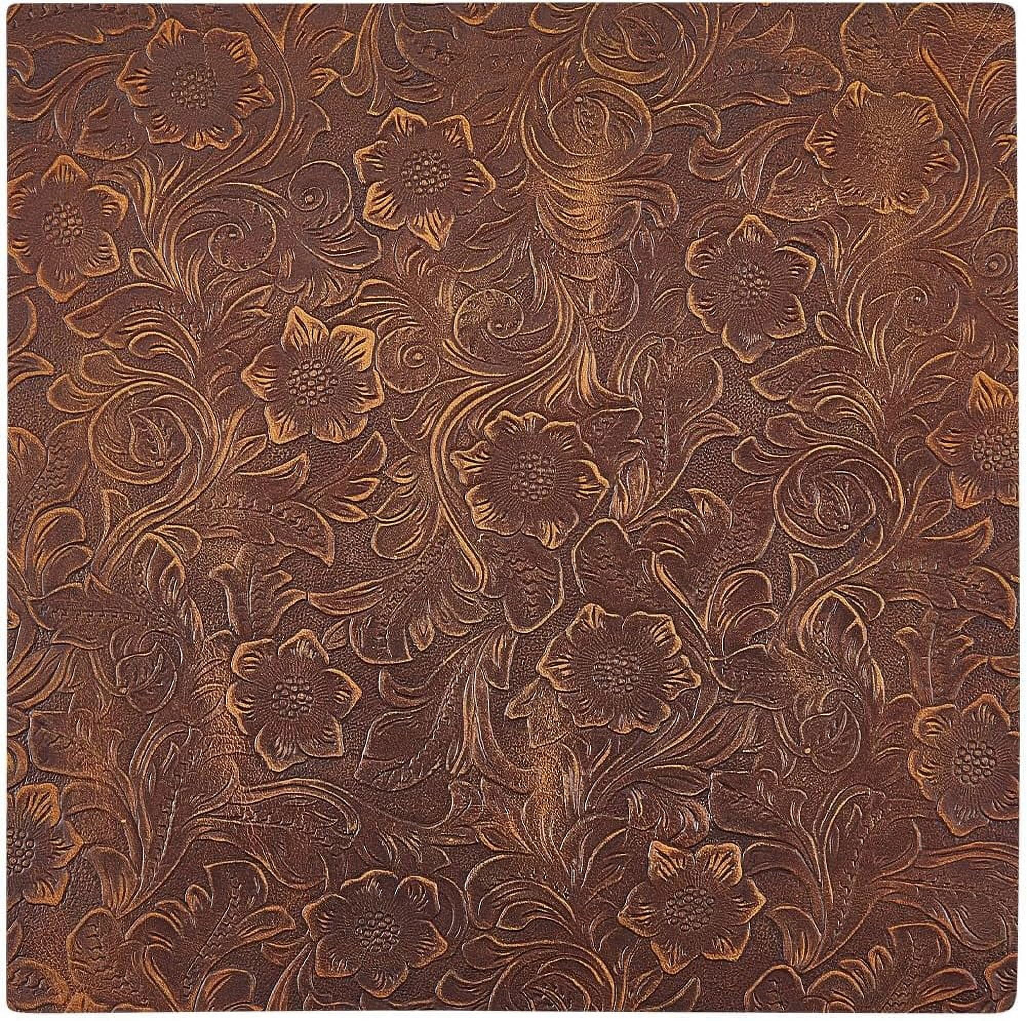 10x10 Inch Floral Embossed Crazy Horse Pre Cut Leather Pieces 1.6mm ...