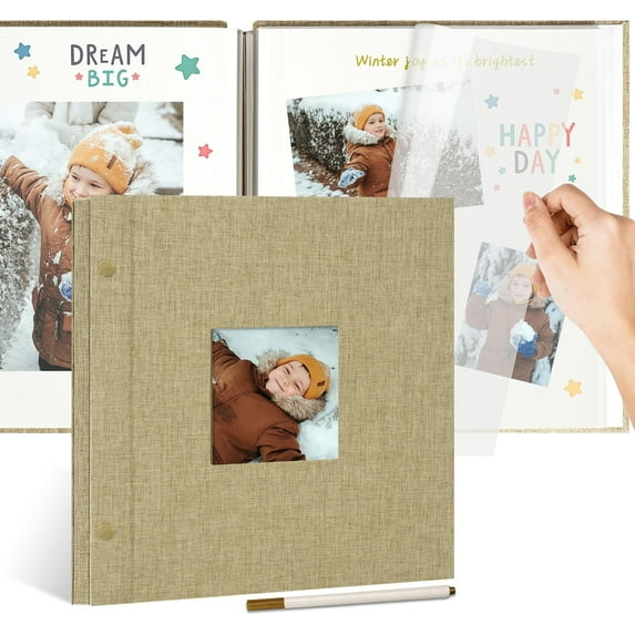 10x10 Inch Linen Self Photo Album with Window, 40 Pages Classic ...