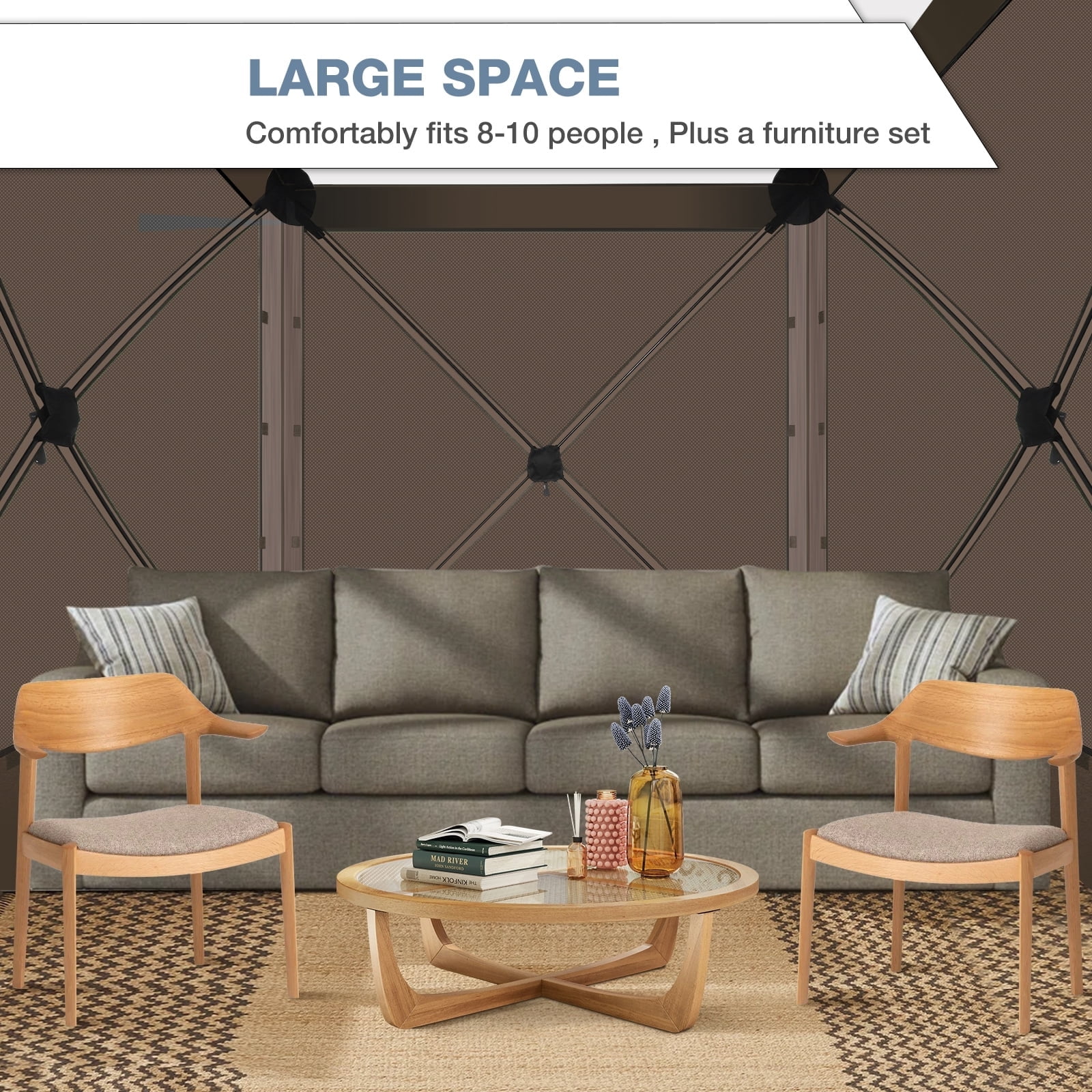10x10 Instant Pop-Up Gazebo, Waterproof Screen House with 3 Sidewalls ...