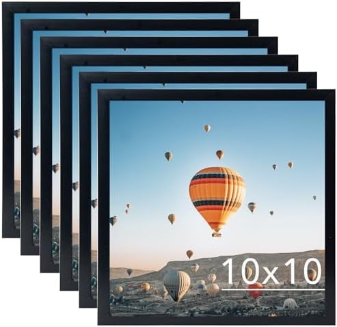 10x10 Picture Frame Set of 6 Black for Wall Hanging, Wall Mounting ...