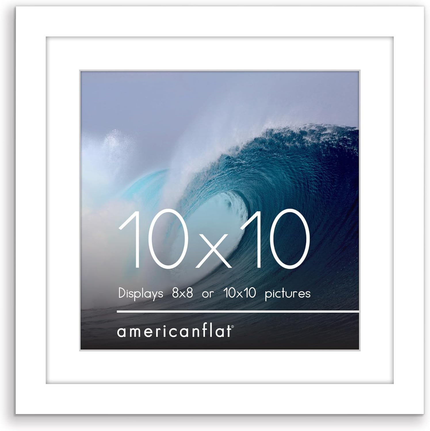 10x10 Picture Frame with Shatter-Resistant Glass - Use as 8x8 Frame with Mat or 10x10 Frame ...