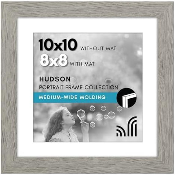 10x10 Picture Frame with Shatter-Resistant Glass - Use as 8x8 Frame ...