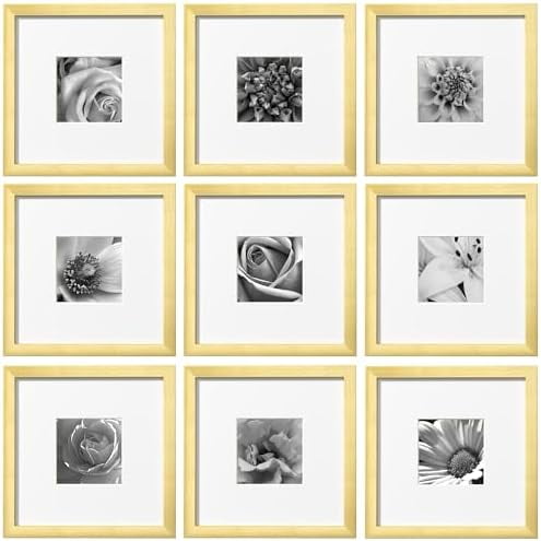 10x10 Picture Frames Set of 9 with Mat for 5x5 Photos or without Mat ...