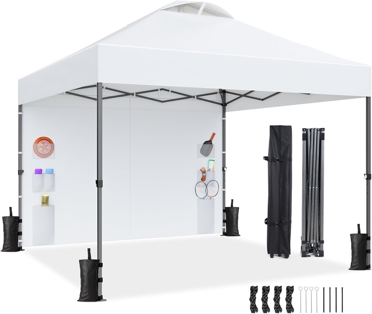 10x10 Pop Up Canopy with Sidewalls, Beach Tent with Wheel Cover Bag ...