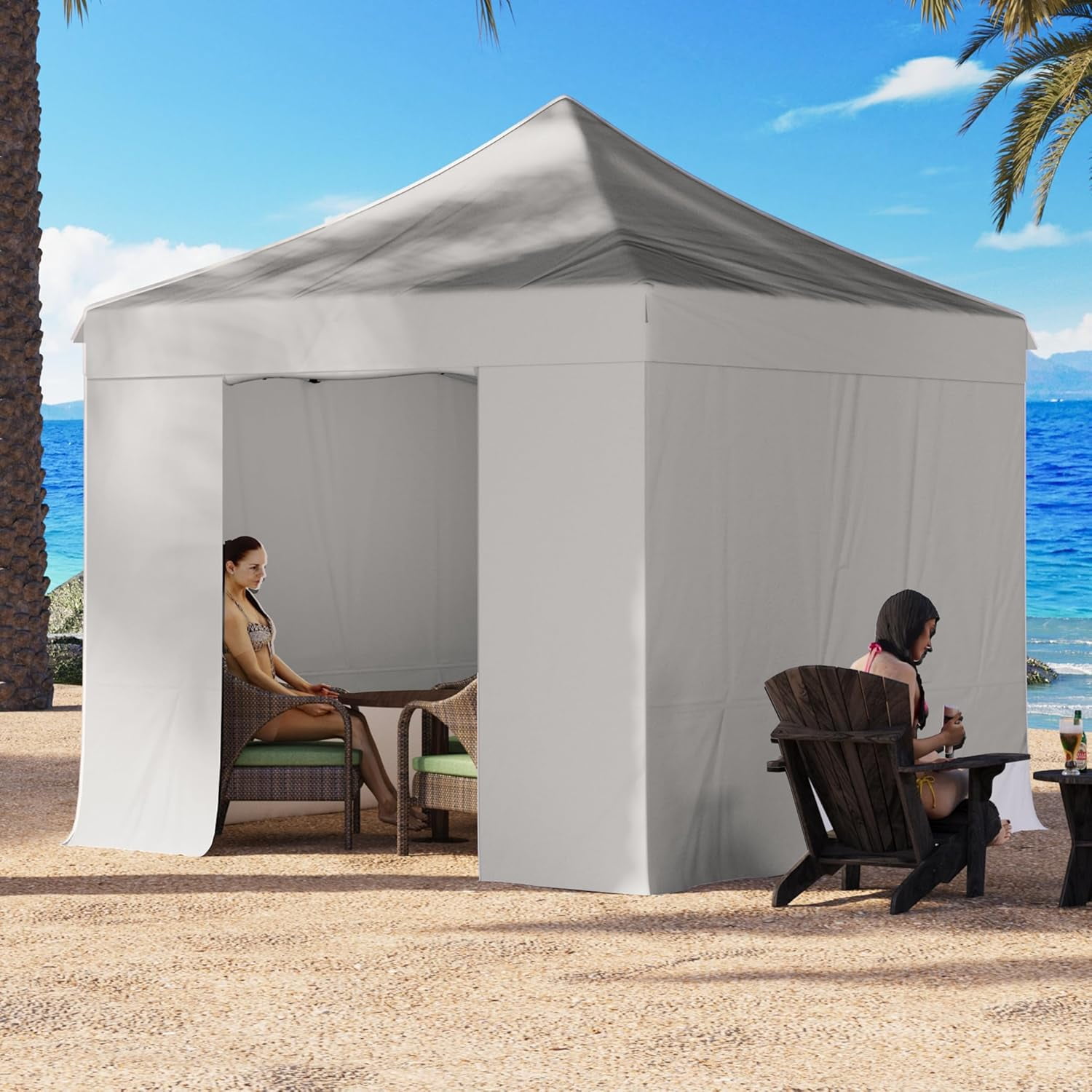 10x10 Pop Up Canopy Tent with 4 Removable Sidewalls, Heavy Duty Easy Up Canopy with 4 Sandbags ...