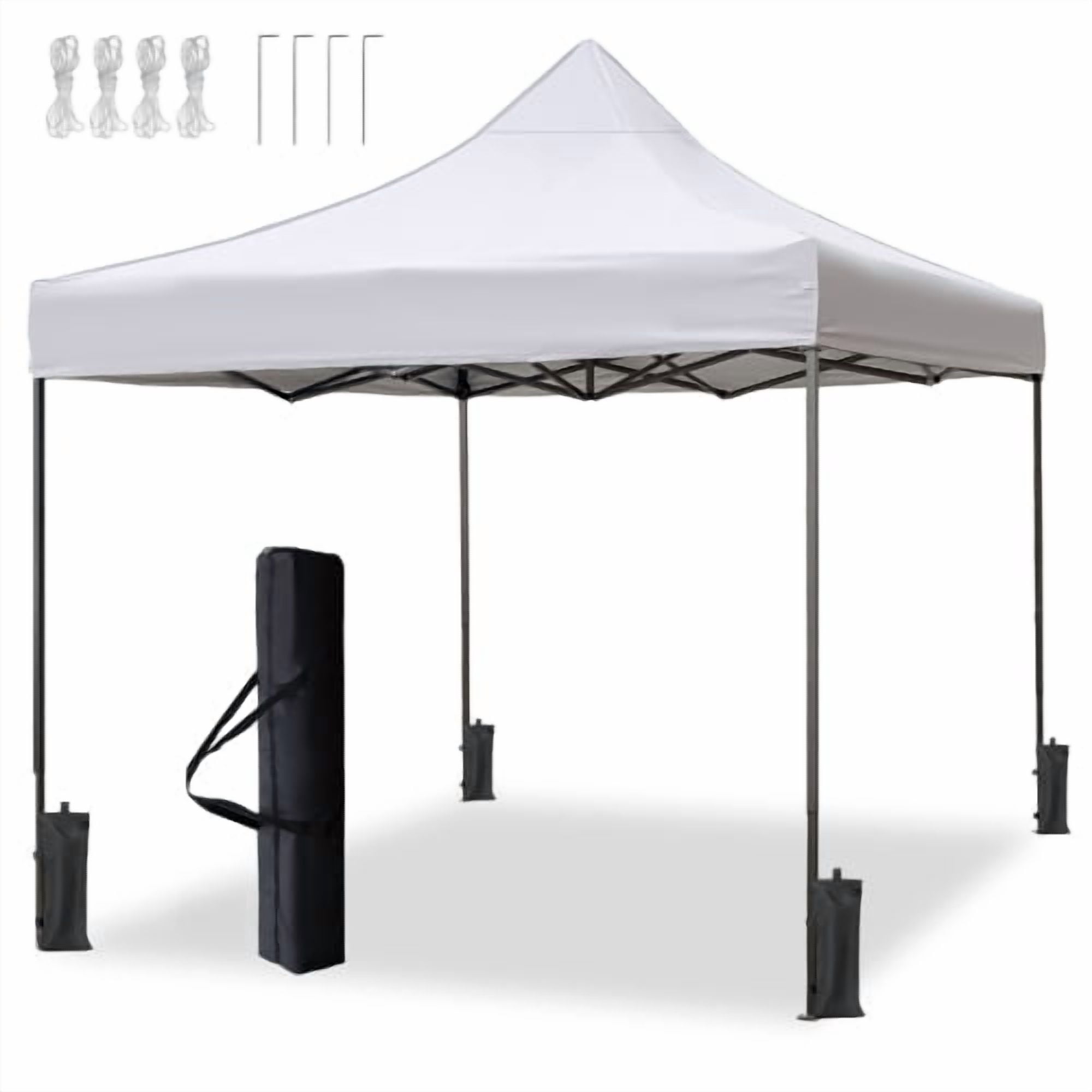 10x10 Pop Up Canopy Tent, Black Speckled Steel Frame, White Silver ...