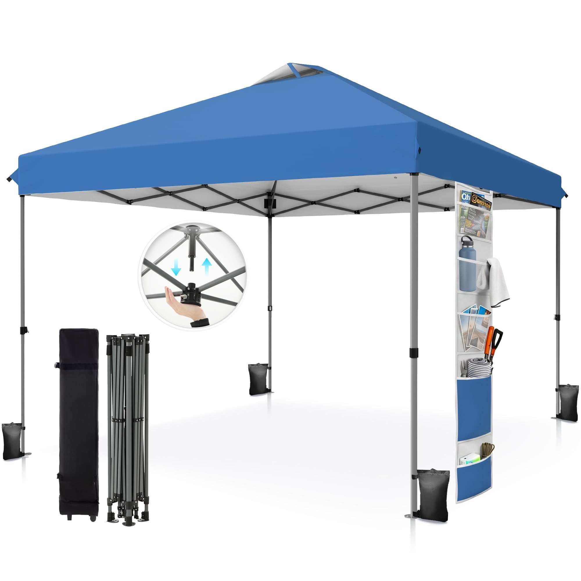 10x10 Pop Up Canopy Tent, One Push Setup Instant Outdoor Sun Shade with ...