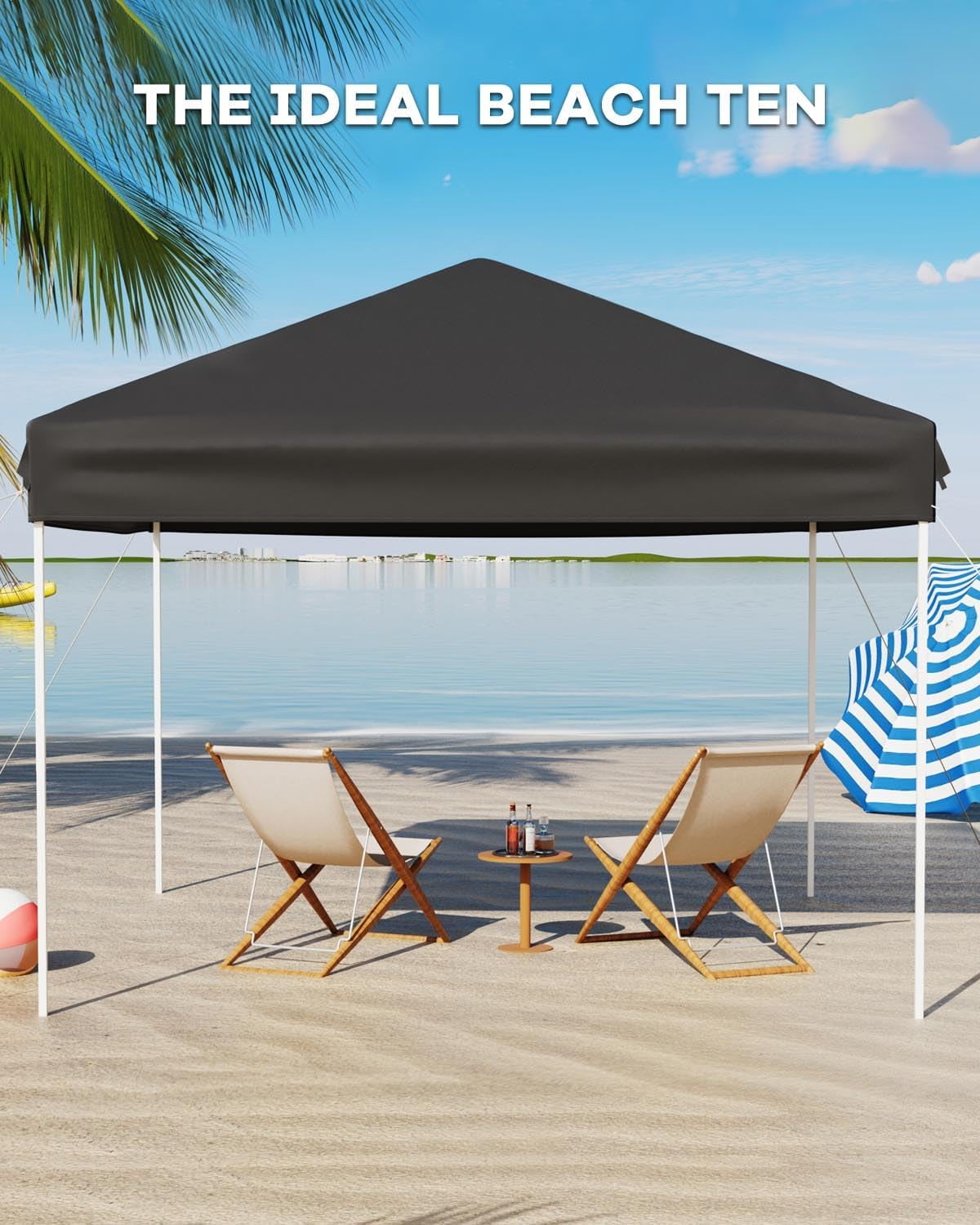 10x10 Pop Up Canopy Tent, Outdoor Tent with 3 Adjustable Height, Easy ...