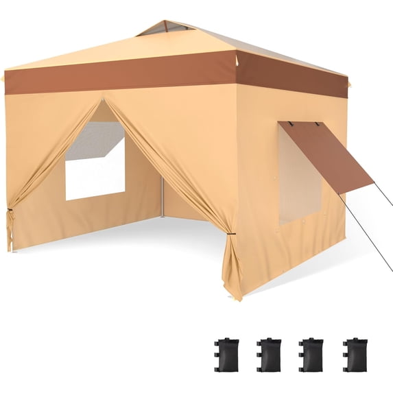 10x10 Pop Up Canopy Tent with Sidewalls - Easy Up Tent with Mesh ...