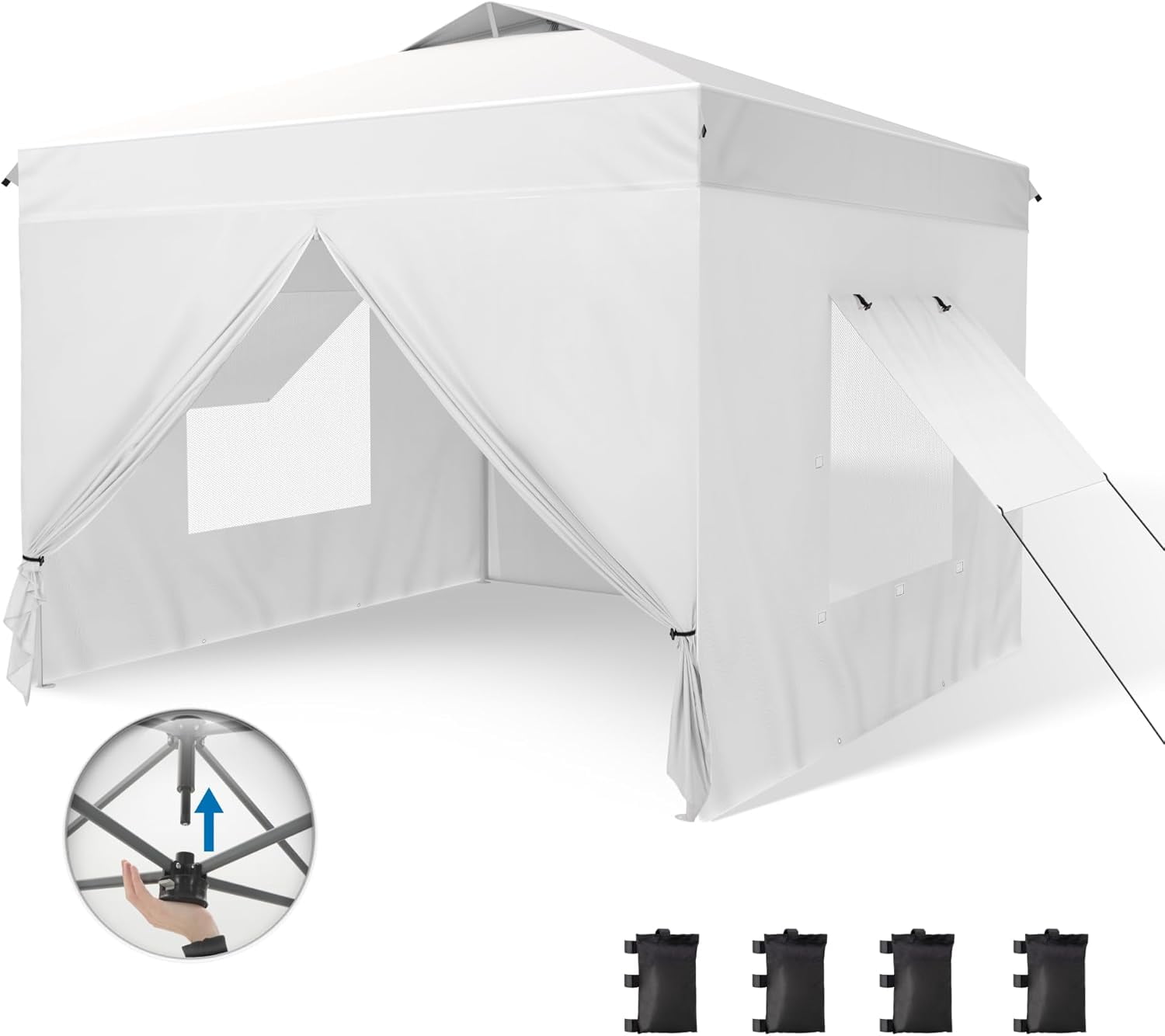 10x10 Pop Up Canopy Tent with Sidewalls - Easy Up Tent with Mesh ...