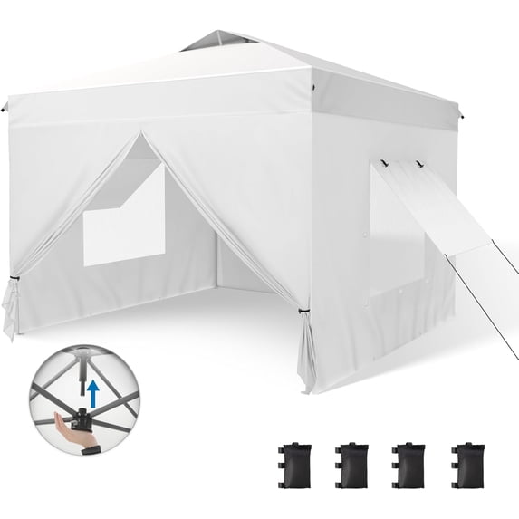 10x10 Pop Up Canopy Tent with Sidewalls - Easy Up Tent with Mesh ...