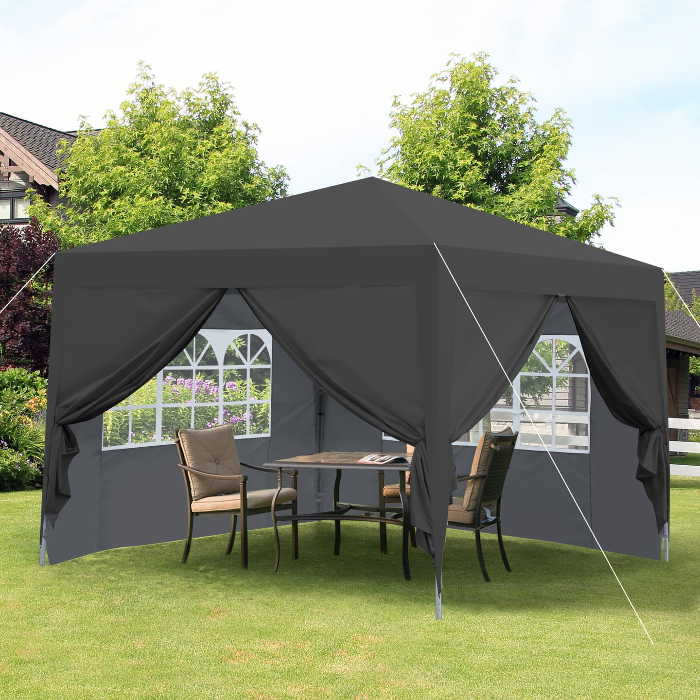 10x10 Pop Up Canopy with Removable Sidewalls, Portable Enclosed Instant ...