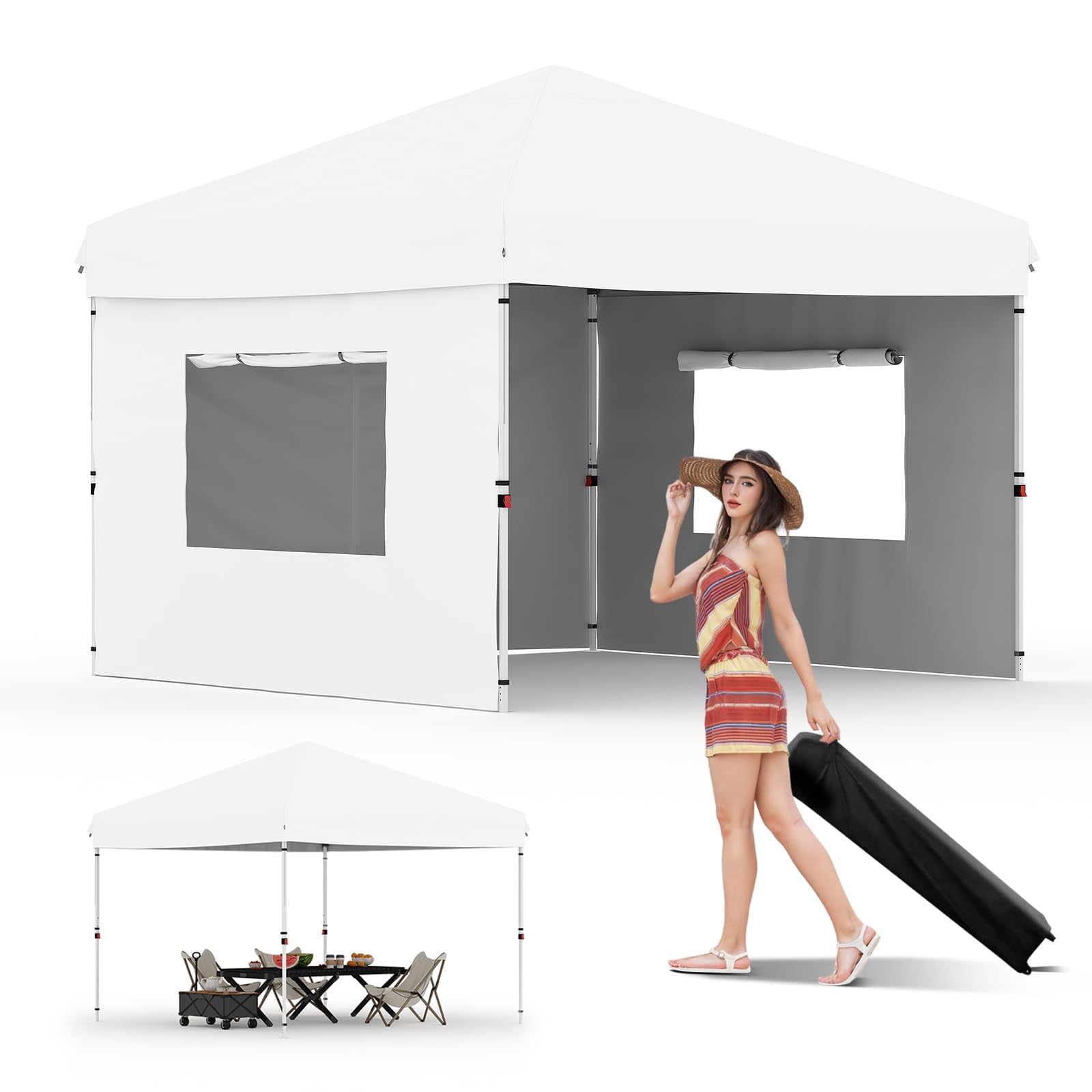 10x10 Pop Up Canopy Tent Outdoor Canopy One-Person Set Up Heavy Duty ...
