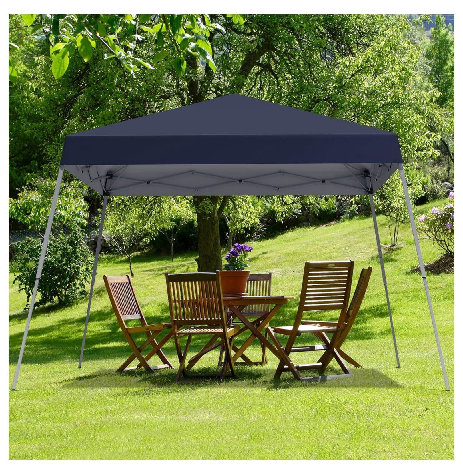 10x10 Pop Up Canopy Tent, Slant Leg Gazebo with Carry Bag, Blue ...
