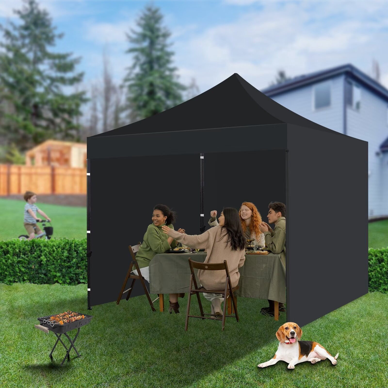 10x10 Pop Up Canopy Tent with 4 Removable Sidewalls, Heavy Duty 500D ...