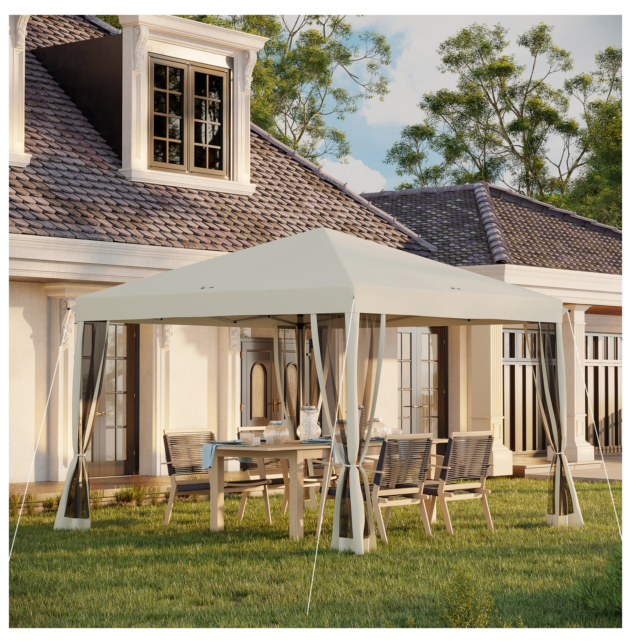 10x10 Pop Up Canopy Tent with Netting, Instant Gazebo, Screen House ...
