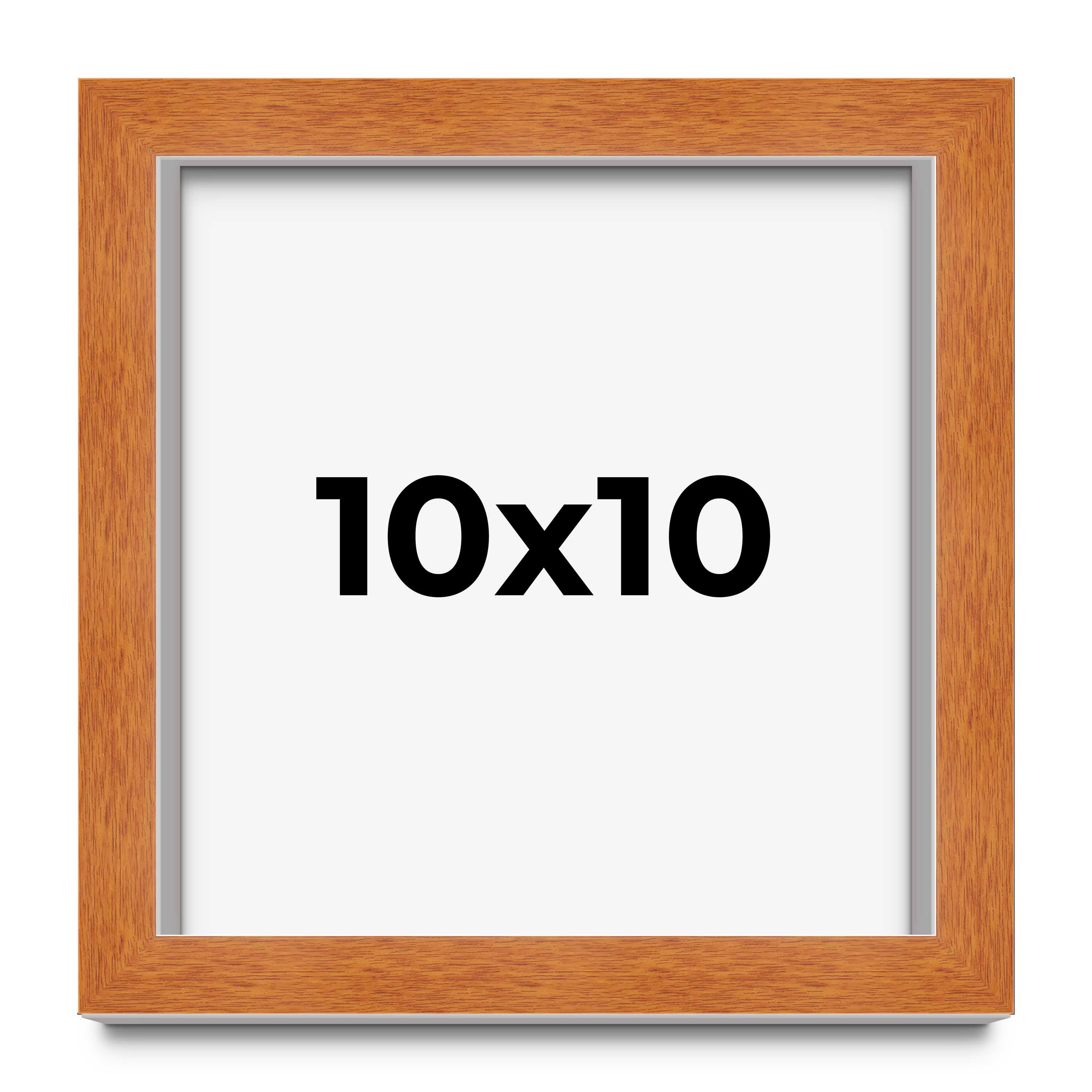 10x10 Shadow Box Frame Brown | 0.875 Inches Deep Real Wood Contemporary ...