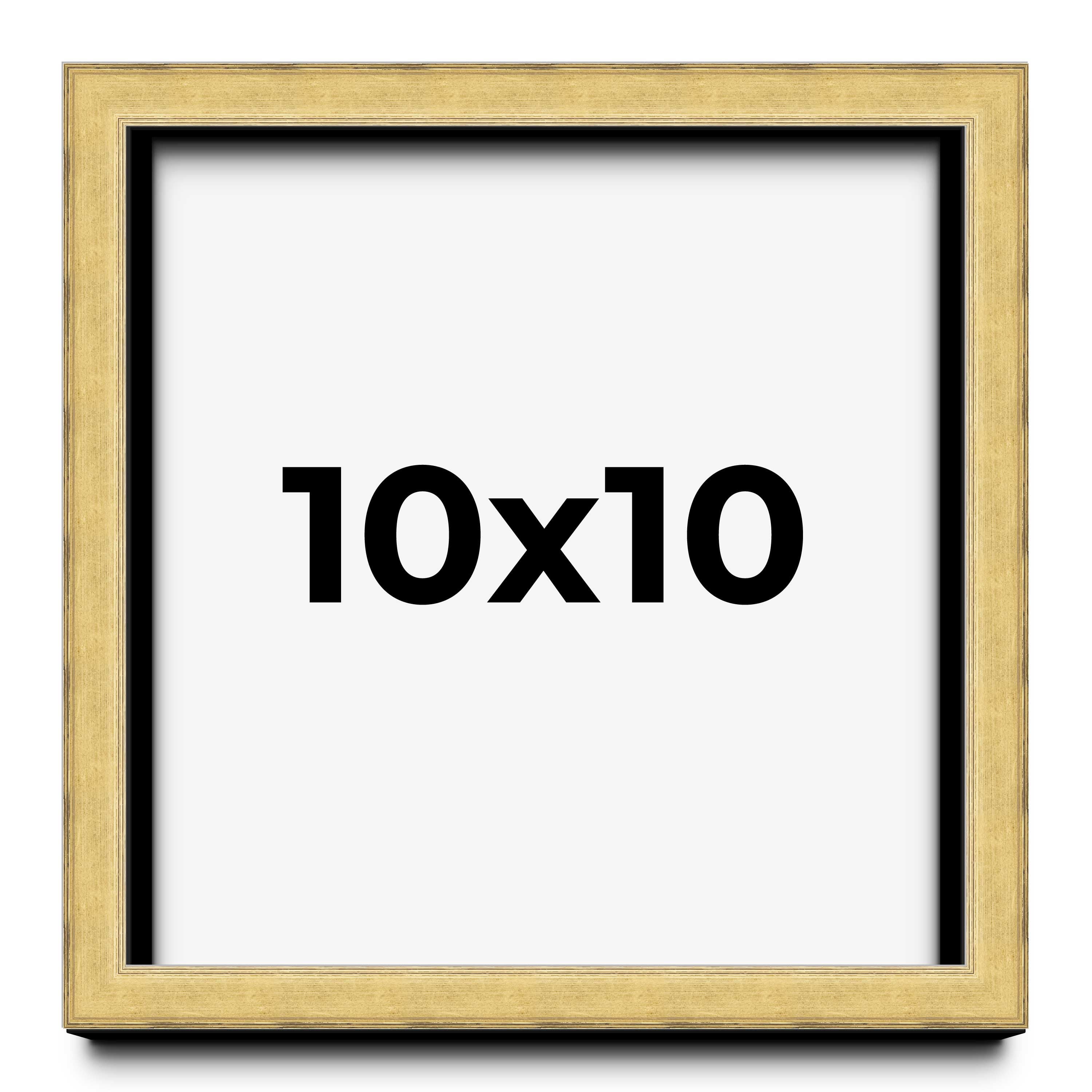 10x10 Shadow Box Frame Gold | 1.375 Inches Deep Real Wood Contemporary ...