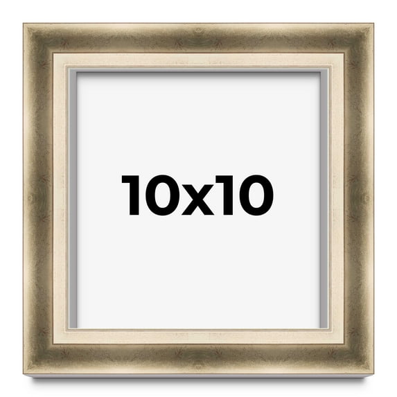 10x10 Shadow Box Frame Silver | 1.75 inches Deep Real Wood Traditional ...
