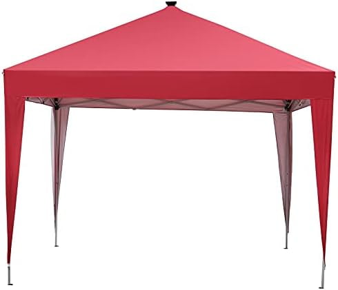 10x10 Solar LED POP UP Canopy Portable Instant Gazebo Adjustable Height ...