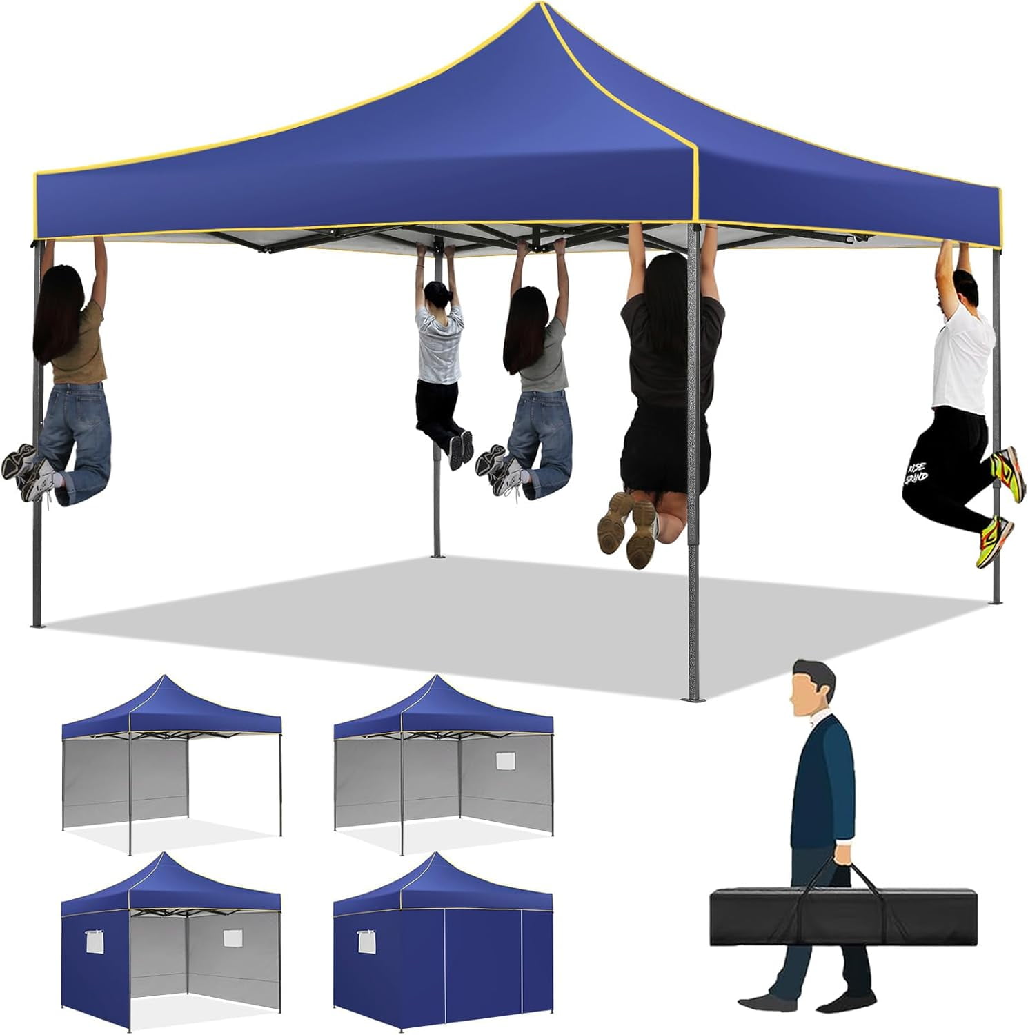 10x10 Sturdy Pop Up Canopy Tent with 4 Removable Sidewalls, Portable ...