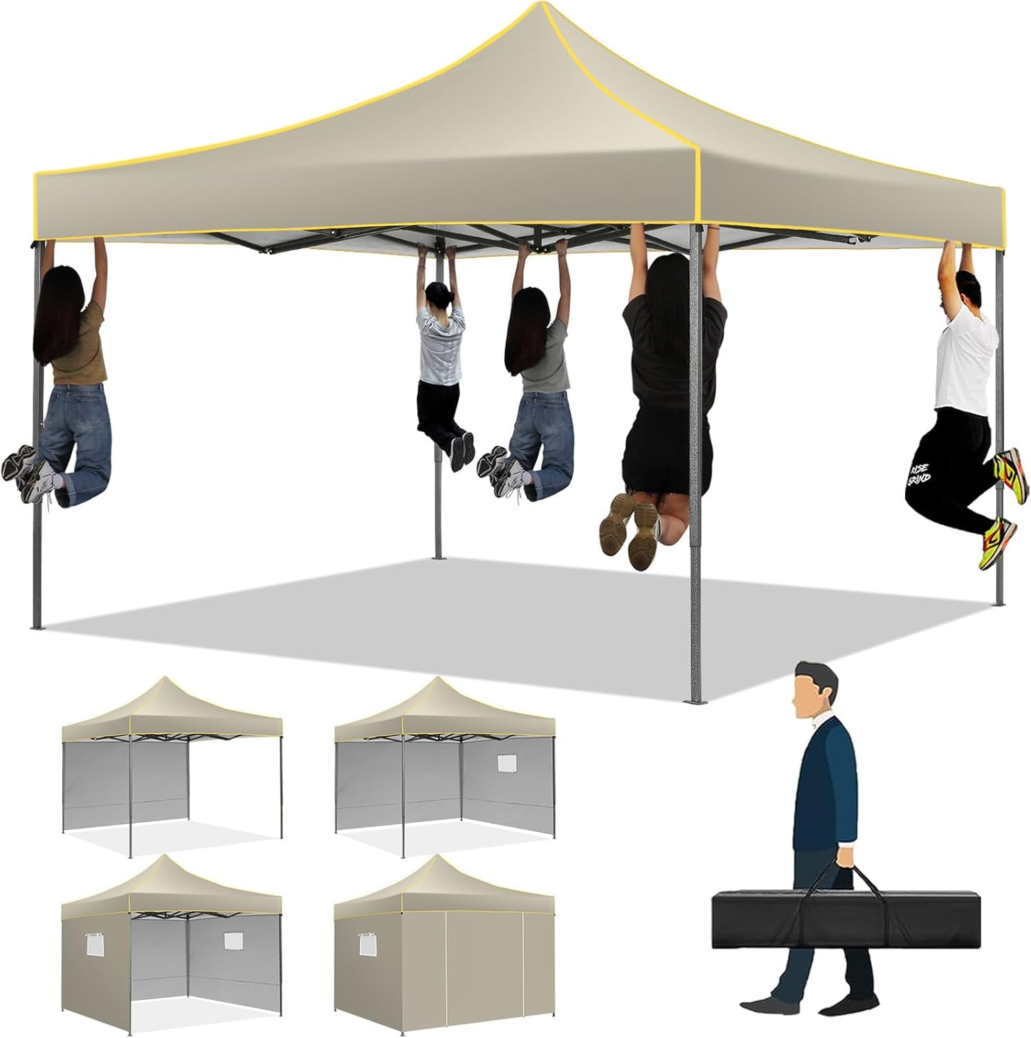 10x10 Sturdy Pop Up Canopy Tent with 4 Removable Sidewalls, Portable ...