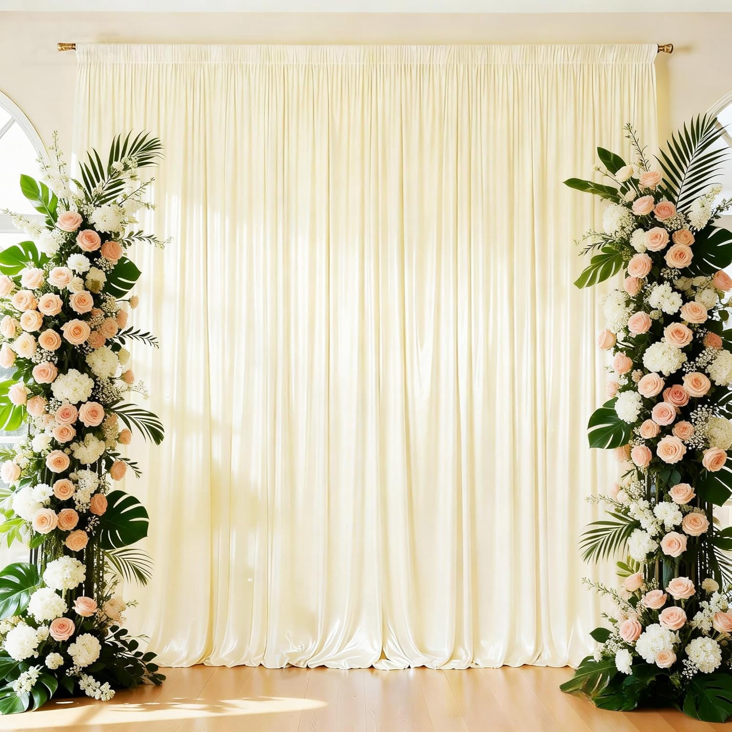 10x10 ft Champagne Backdrop Curtain for Parties, 2 Panels 5x10FT ...