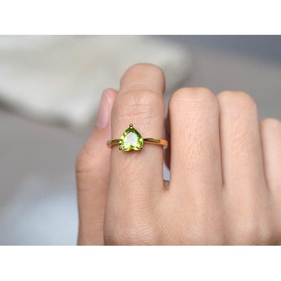 10x10 mm natural peridot ring 925 Silver solitaire promise ring heart ...