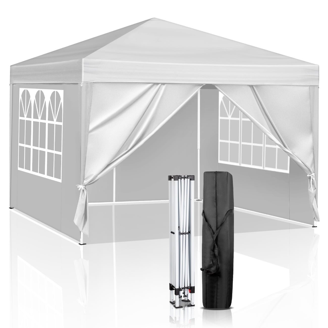 10x10FT Pop Up Canopy Tent with 2 Doors and 2 Windows, Outdoor Portable ...