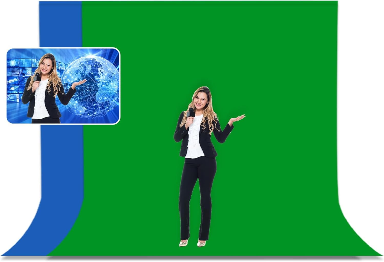10x10Ft Blue Green Backdrop Screen, Double Side Chroma Background for ...