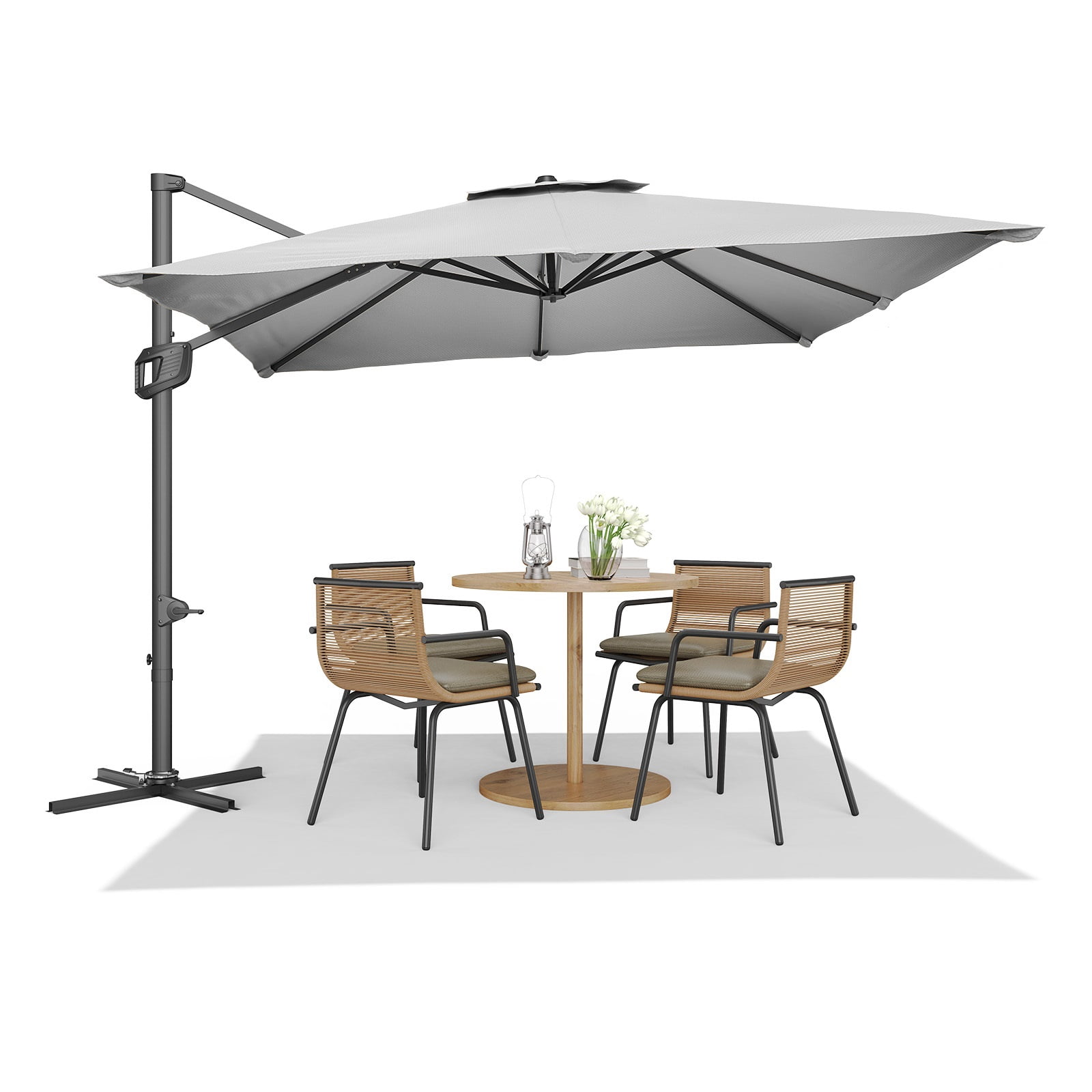 10x10Ft Cantilever Patio Umbrella Rectangular Deluxe Offset 360 ...