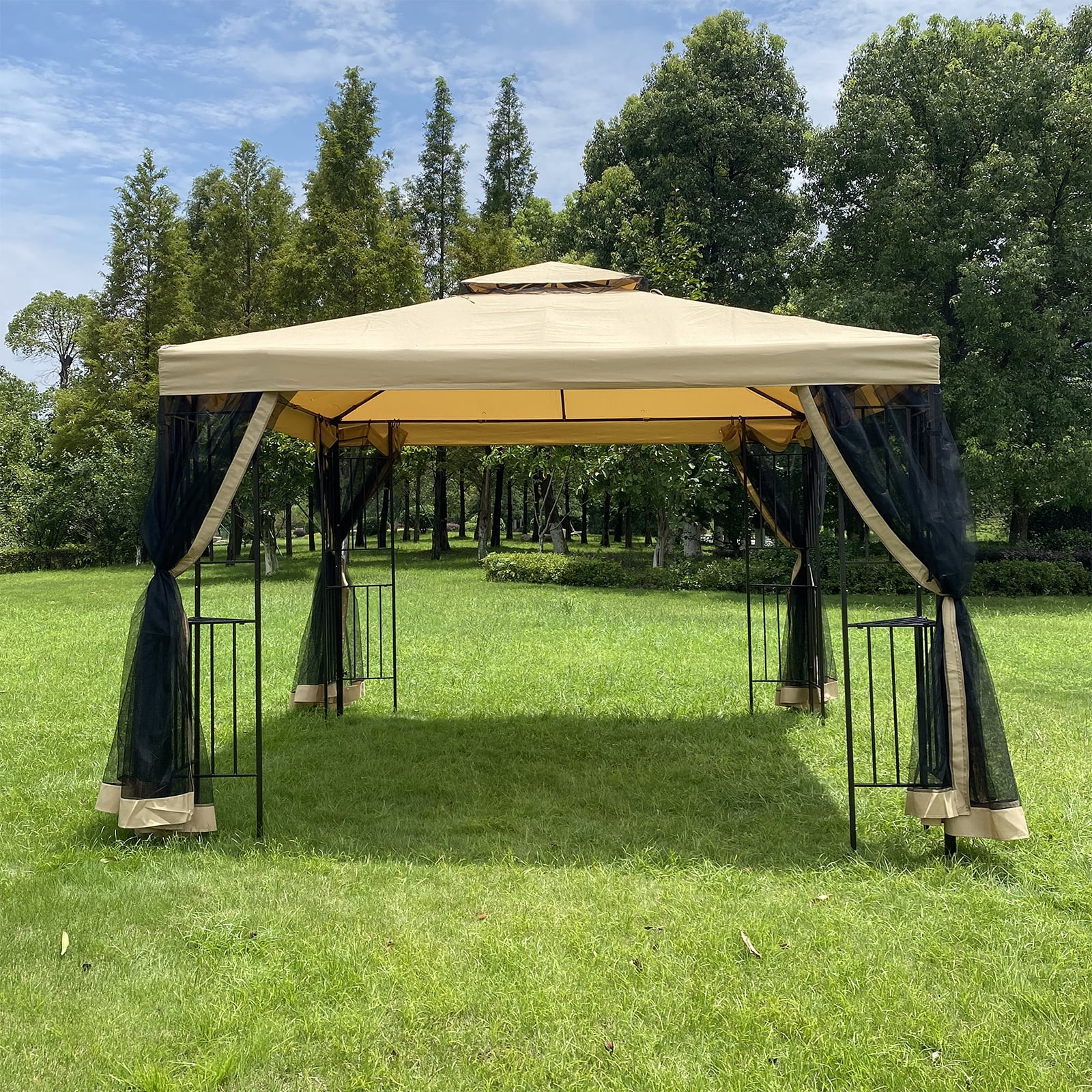 10x10Ft Outdoor Patio Gazebo Canopy Tent With Ventilated Double Roof ...