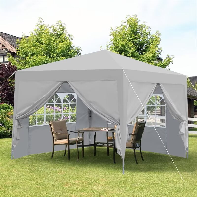 10x10Ft Pop Up Canopy with 4 Removable Sidewalls and Window, Commercial ...